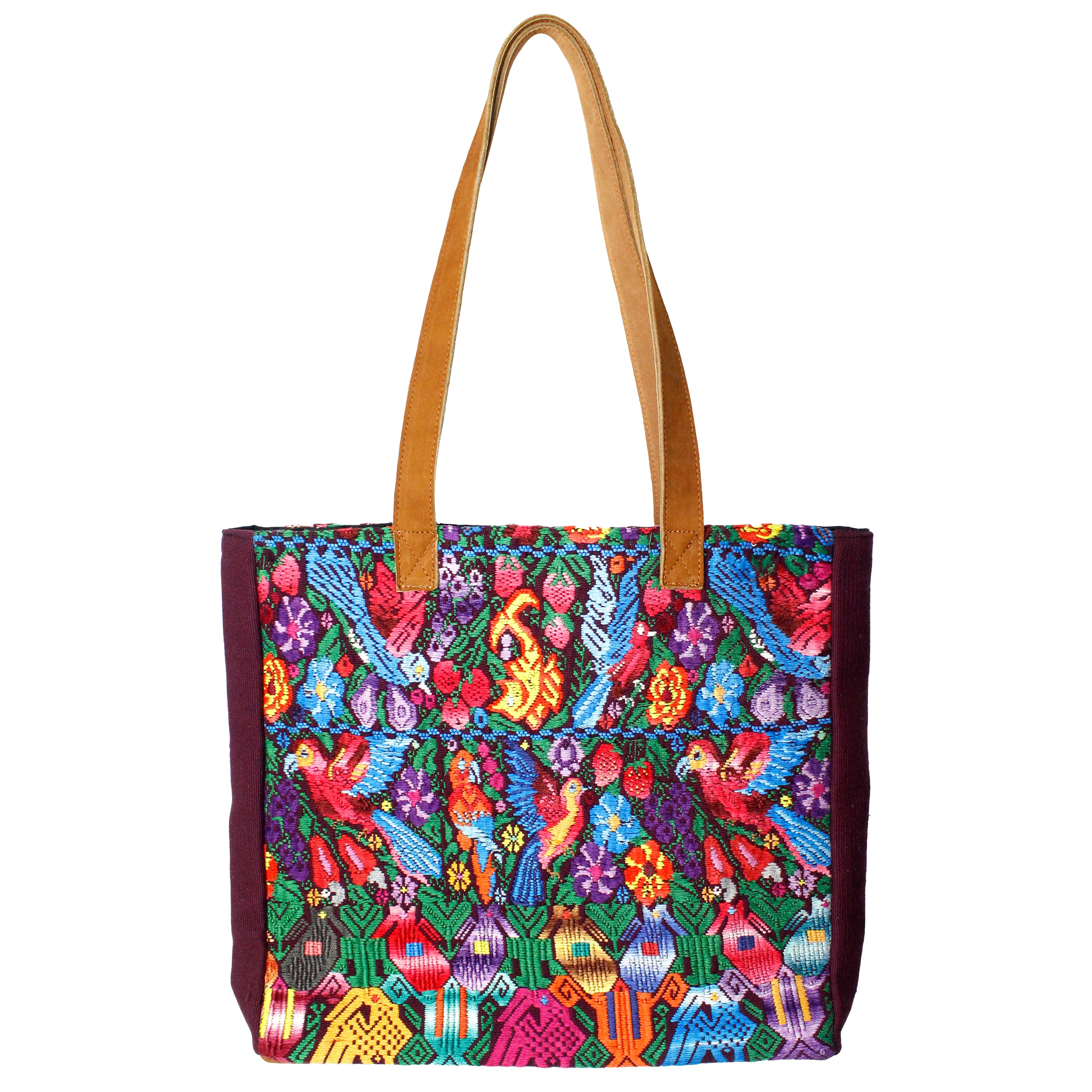 Tikal Tote Bag with Leather Straps – Handmade by Friendship Bridge®