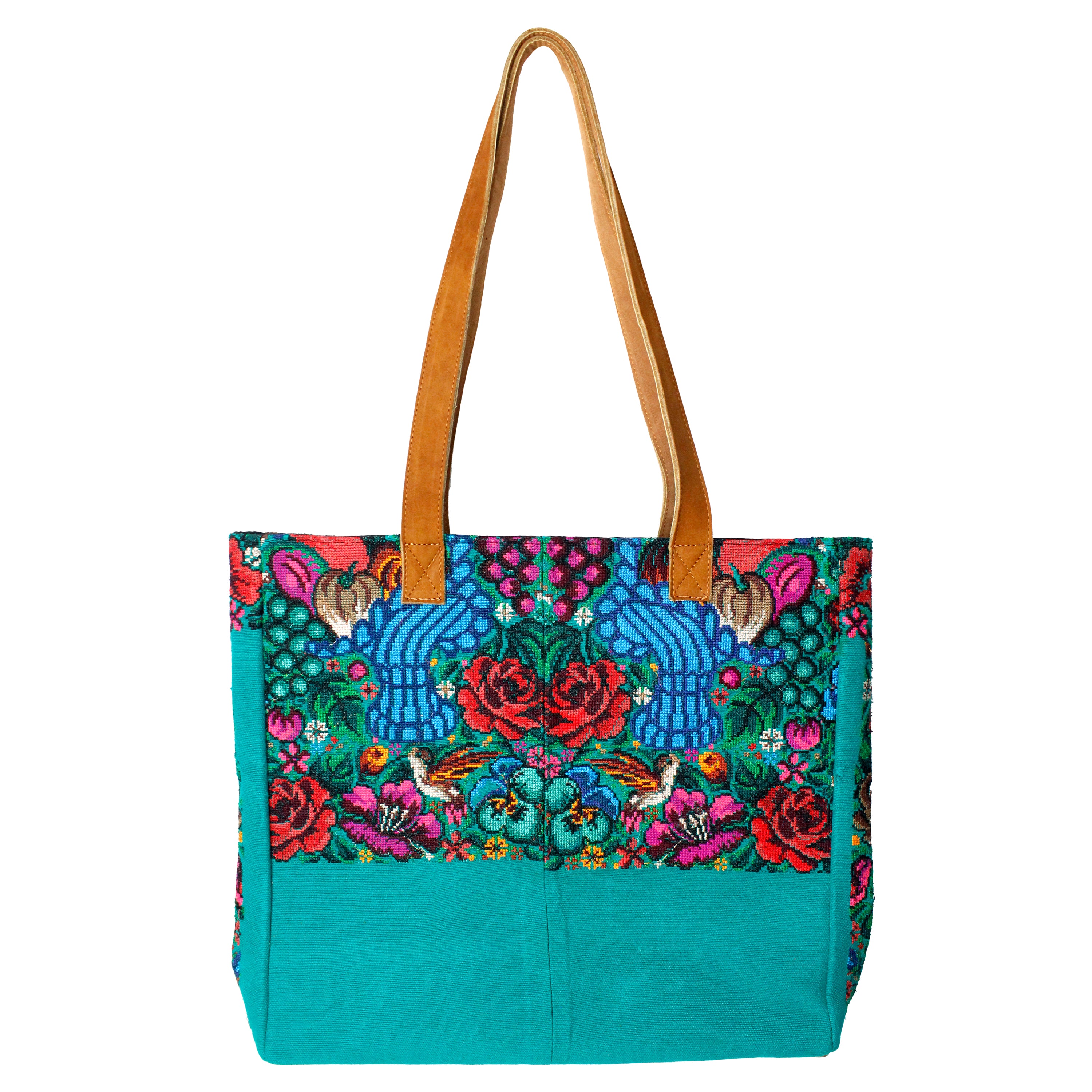 Tikal Tote Bag with Leather Straps – Handmade by Friendship Bridge®
