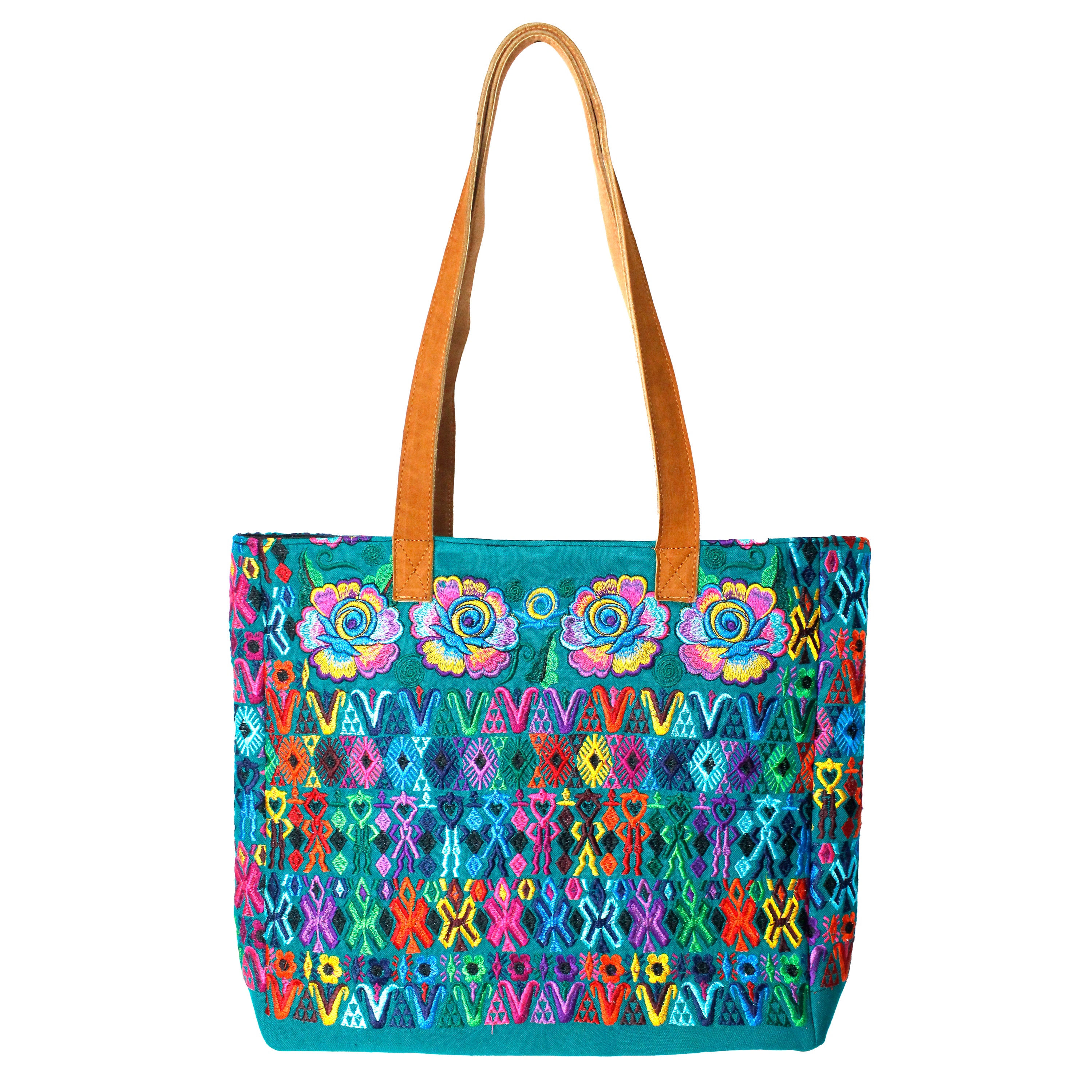 Tikal Tote Bag with Leather Straps – Handmade by Friendship Bridge®
